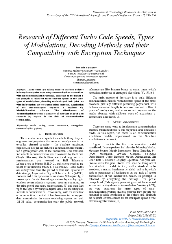 (PDF) Research of Different Turbo Codes and Their Compatibility with ...