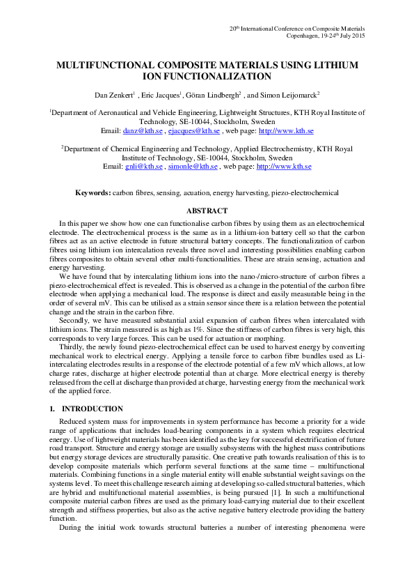 (PDF) Multifunctional Composite Materials using Lithium Ion Functionalization