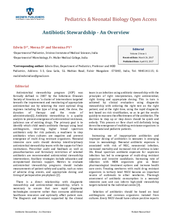 (PDF) Antibiotic Stewardship - An Overview
