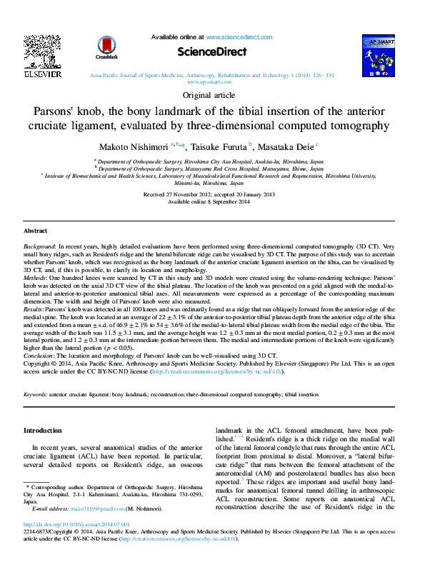 (PDF) Parsons' knob, the bony landmark of the tibial insertion of the ...
