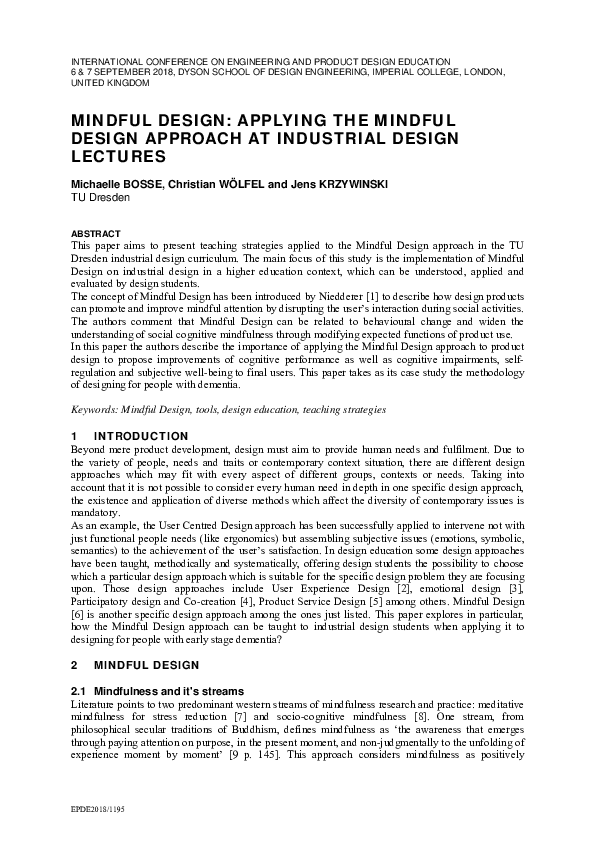 (PDF) Mindful Design: Applying the Mindful Design Approach at ...