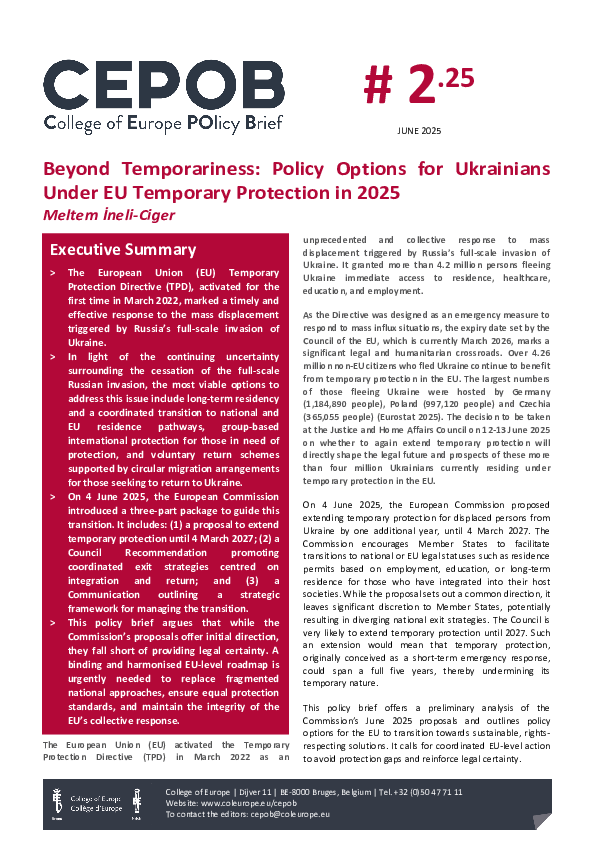 (PDF) Beyond Temporariness: Policy Options for Ukrainians Under EU ...