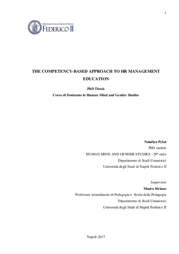 (PDF) The competency-based approach to HR management education
