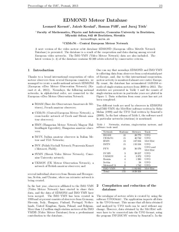 (PDF) EDMOND Meteor Database