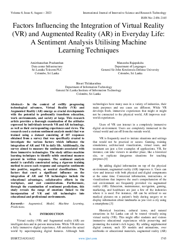(PDF) Factors Influencing the Integration of Virtual Reality (VR) and ...