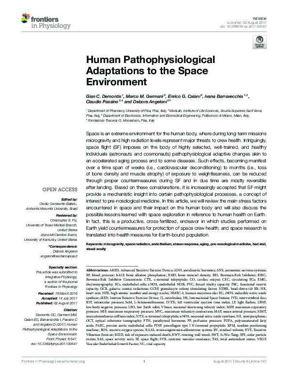 (PDF) Human Pathophysiological Adaptations to the Space Environment
