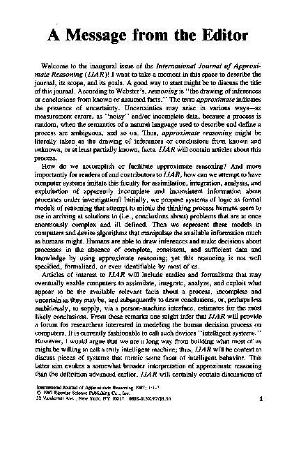 (PDF) A message from the editor