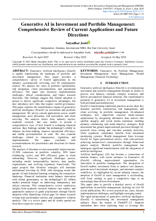 (PDF) Generative AI in Investment and Portfolio Management ...