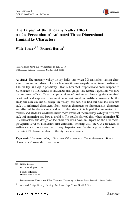 (PDF) The Impact of the Uncanny Valley Effect on the Perception of ...