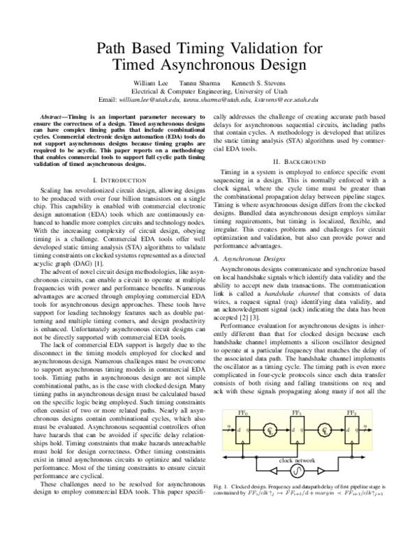 (PDF) Path Based Timing Validation for Timed Asynchronous Design