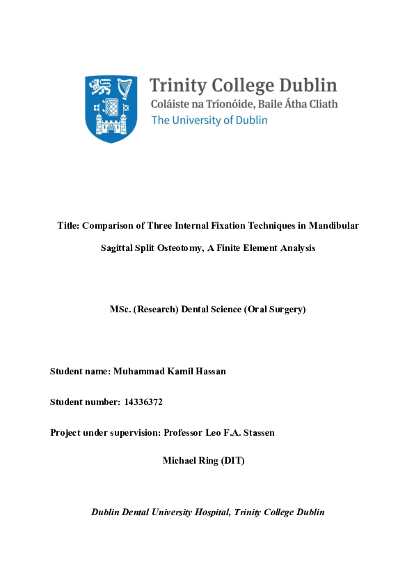 (PDF) Comparison of Three Internal Fixation Techniques in Mandibular ...