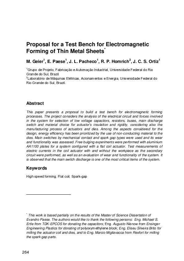 (PDF) Proposal for a Test Bench for Electromagnetic Forming of Thin ...
