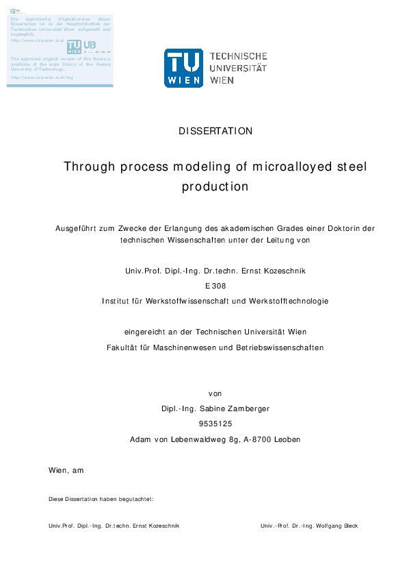(PDF) Through process modeling of microalloyed steel production
