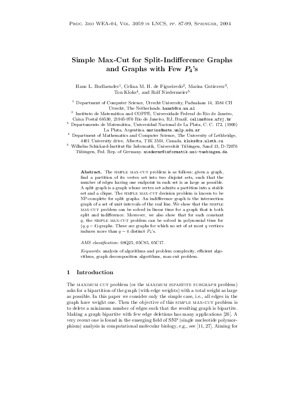(PDF) Simple Max-Cut for Split-Indifference Graphs and Graphs with Few ...