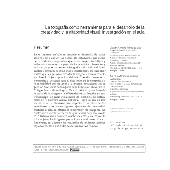 (PDF) La fotografía como herramienta para el desarrollo de la ...