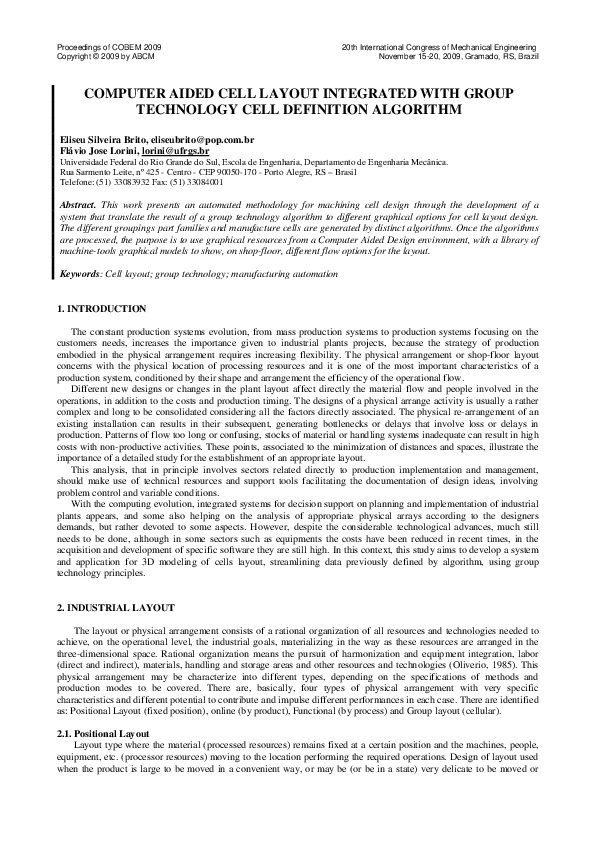 (PDF) Computer Aided Cell Layout Integrated with Group Technology Cell ...