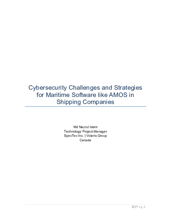 (PDF) Cybersecurity Challenges and Strategies for Maritime Software ...