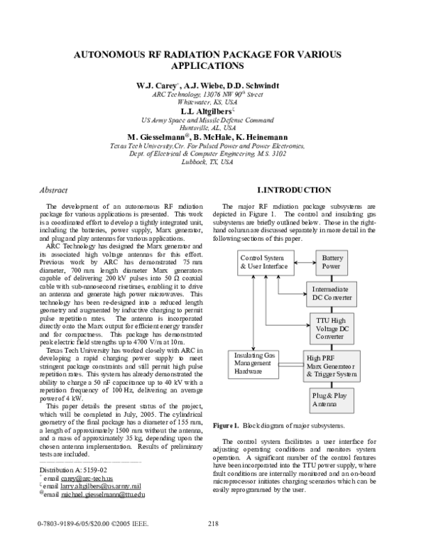 (PDF) Autonomous RF Radiation Package for Various Applications