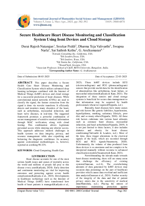 (PDF) Secure Healthcare Heart Disease Monitoring and Classification ...