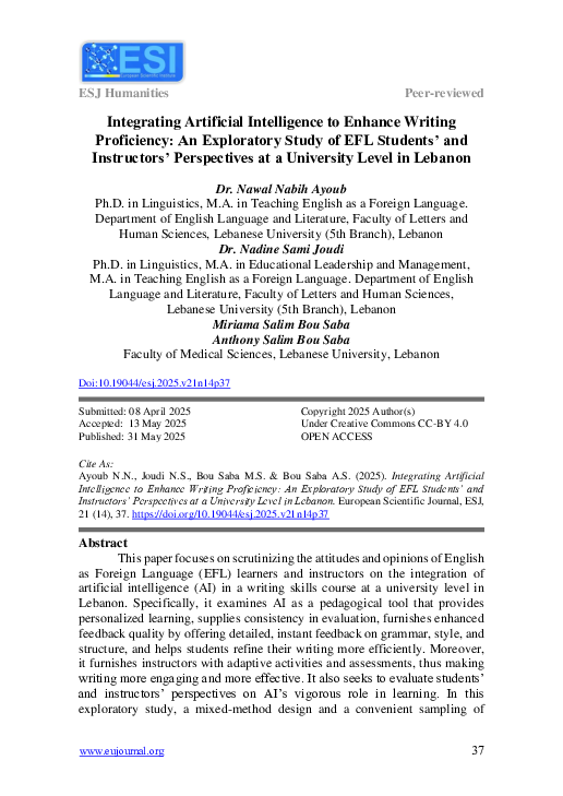 (PDF) Integrating Artificial Intelligence to Enhance Writing ...