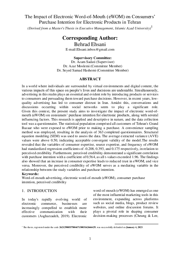 (PDF) The Impact of Electronic Word-of-Mouth (eWOM) on Consumers ...