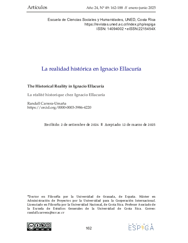 (PDF) La realidad histórica en Ignacio Ellacuría The Historical Reality ...