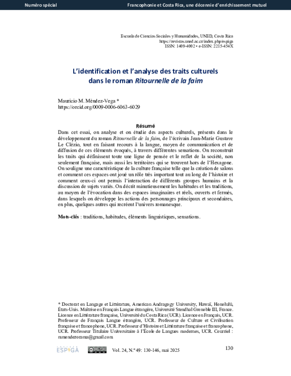 (PDF) L'identification et l'analyse des traits culturels dans le roman ...