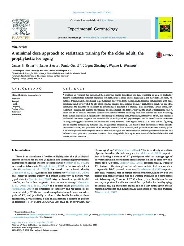 (PDF) A minimal dose approach to resistance training for the older ...