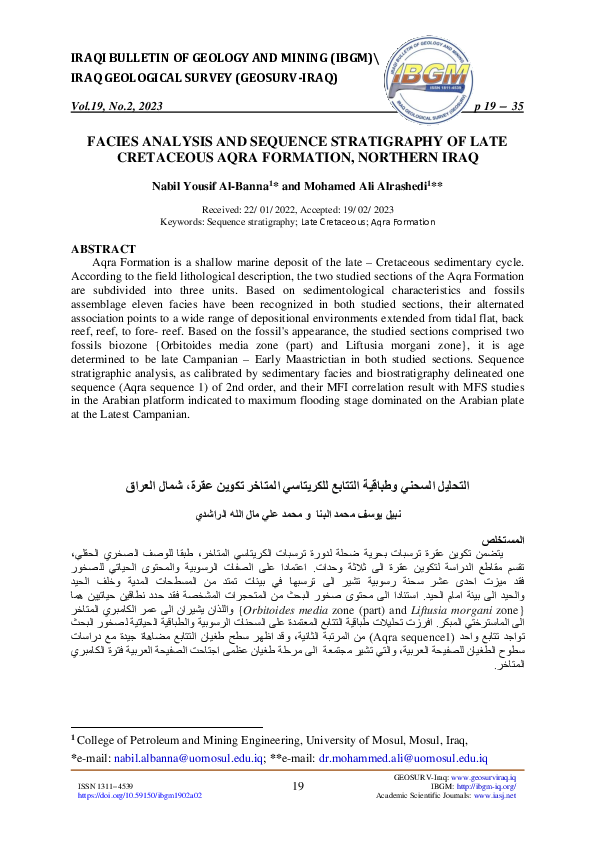 (PDF) IRAQI BULLETIN OF GEOLOGY AND MINING (IBGM)\ IRAQ GEOLOGICAL ...