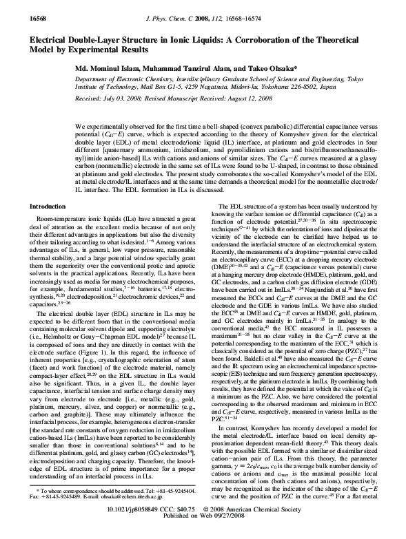 (PDF) Electrical Double-Layer Structure in Ionic Liquids: A ...
