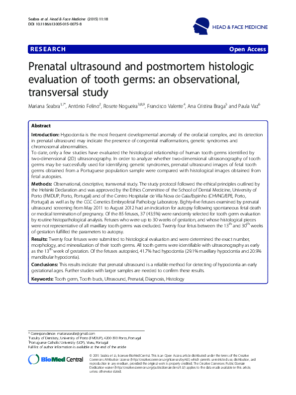 (PDF) Prenatal ultrasound and postmortem histologic evaluation of tooth ...