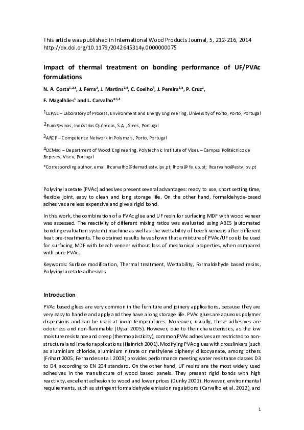 (PDF) Impact of thermal treatment on bonding performance of UF/PVAc ...