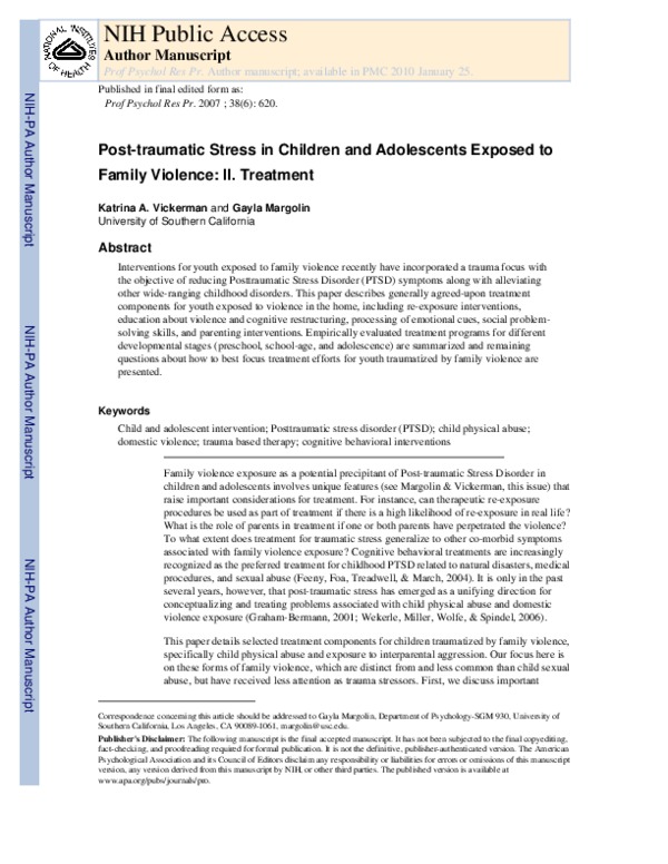(PDF) Posttraumatic stress in children and adolescents exposed to ...