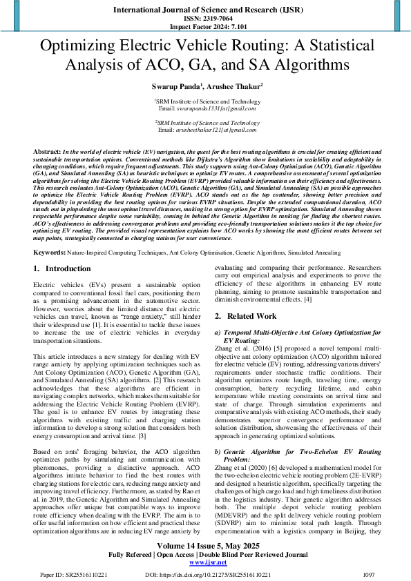 (PDF) Optimizing Electric Vehicle Routing: A Statistical Analysis of ACO, GA, and SA Algorithms