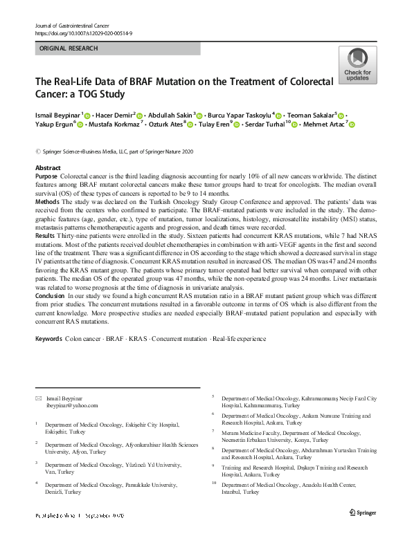 (PDF) The Real-Life Data of BRAF Mutation on the Treatment of ...