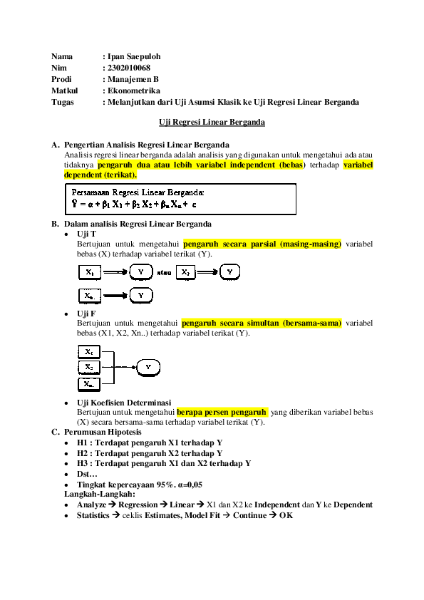 (PDF) Uji Regresi Linear Berganda