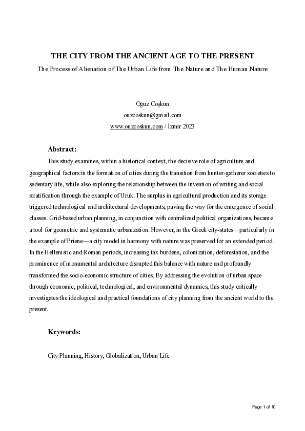(PDF) THE CITY FROM THE ANCIENT AGE TO THE PRESENT The Process of ...