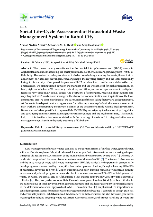 (PDF) Social Life-Cycle Assessment of Household Waste Management System ...
