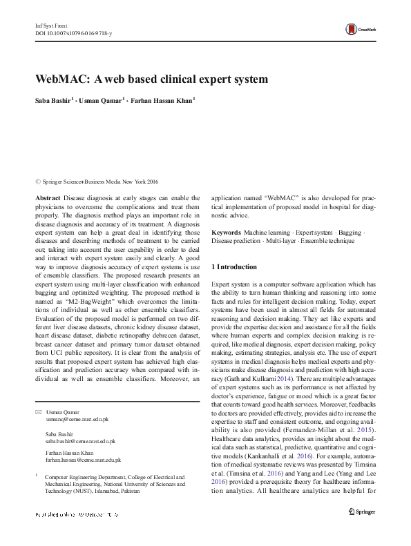 (PDF) WebMAC: A web based clinical expert system
