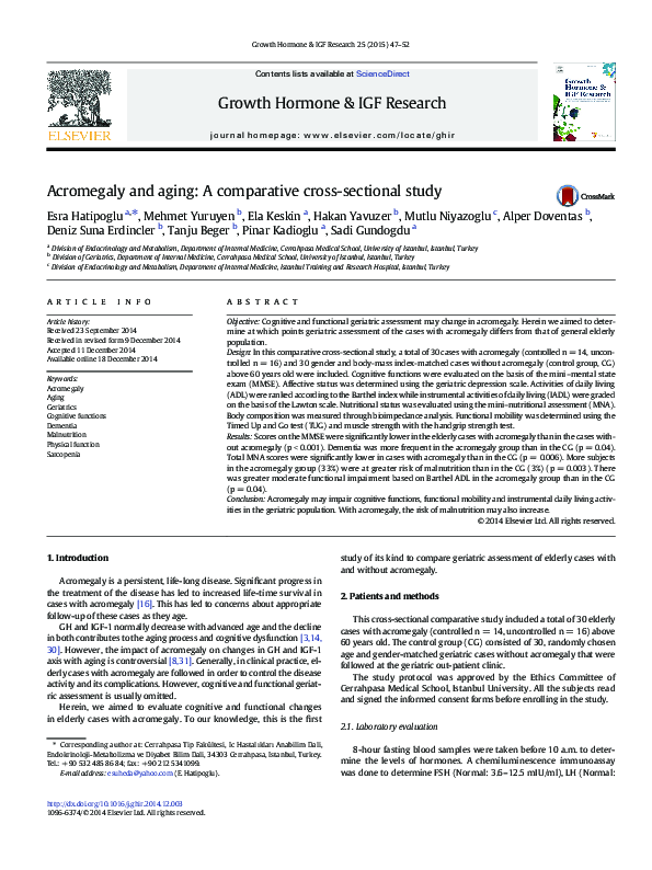 (PDF) Acromegaly and aging: A comparative cross-sectional study