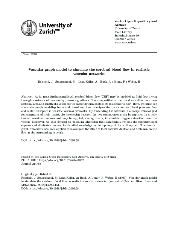 (PDF) Vascular Graph Model to Simulate the Cerebral Blood Flow in ...