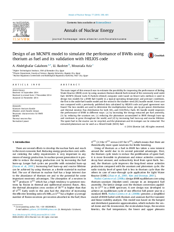 (PDF) Design of an MCNPX model to simulate the performance of BWRs ...