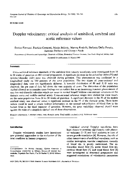 (PDF) Doppler velocimetry: critical analysis of umbilical, cerebral and ...