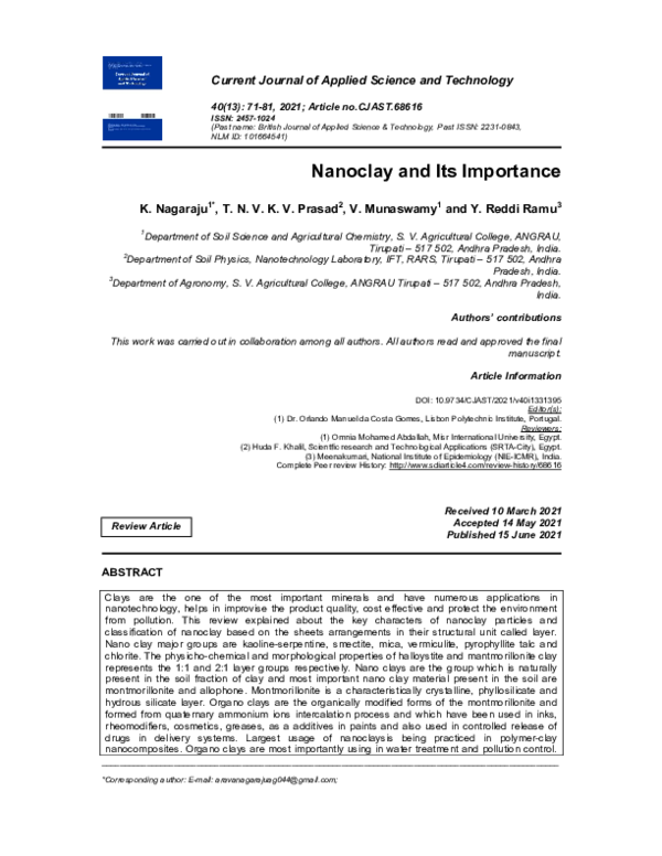 (PDF) Nanoclay and Its Importance