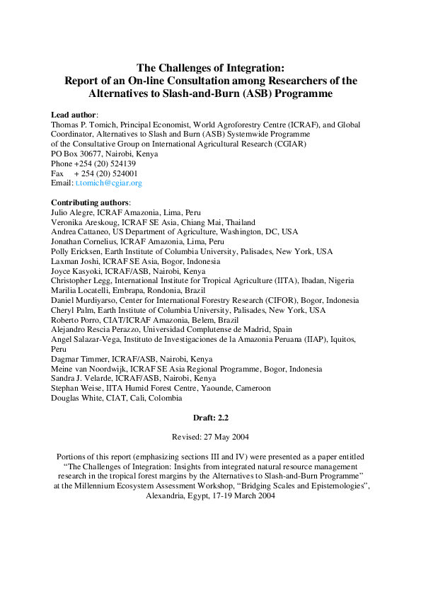 (PDF) The Challenge of Integration report