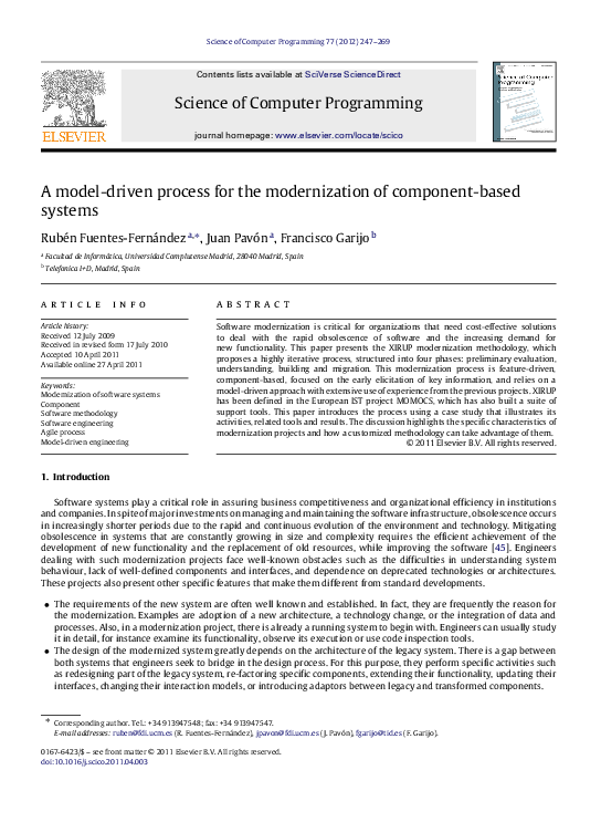(PDF) A model-driven process for the modernization of component-based ...