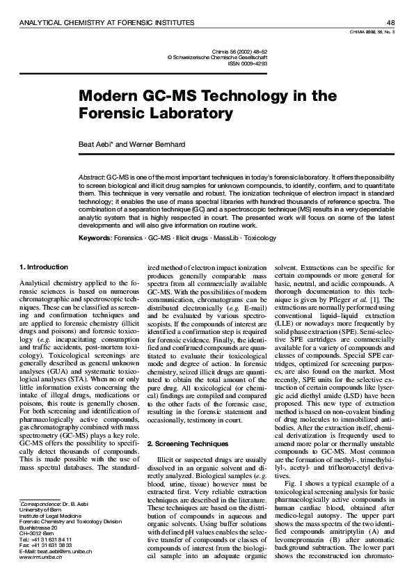 (PDF) Modern GC-MS Technology in the Forensic Laboratory