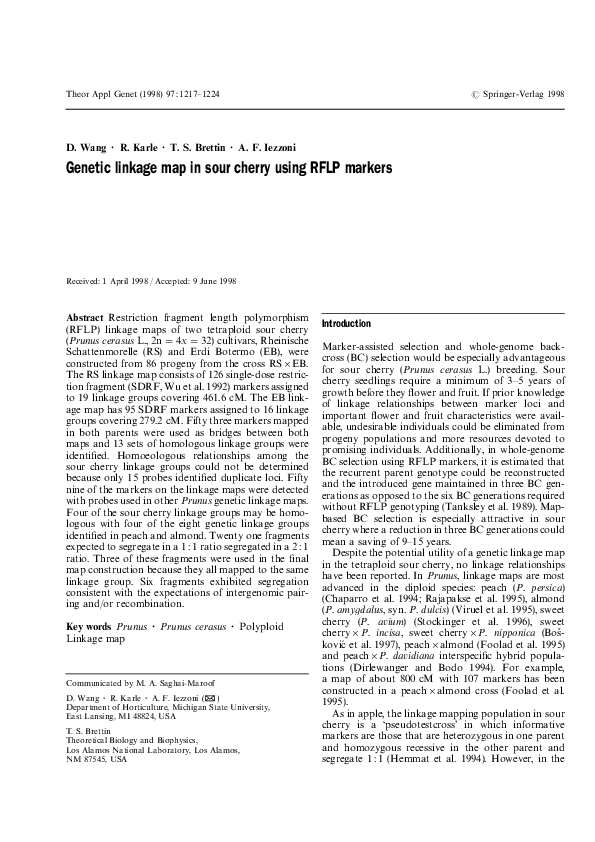 (PDF) Genetic linkage map in sour cherry using RFLP markers