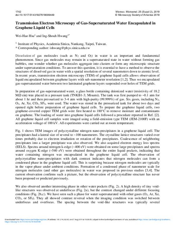 (PDF) Transmission Electron Microscopy of Gas-Supersaturated Water ...