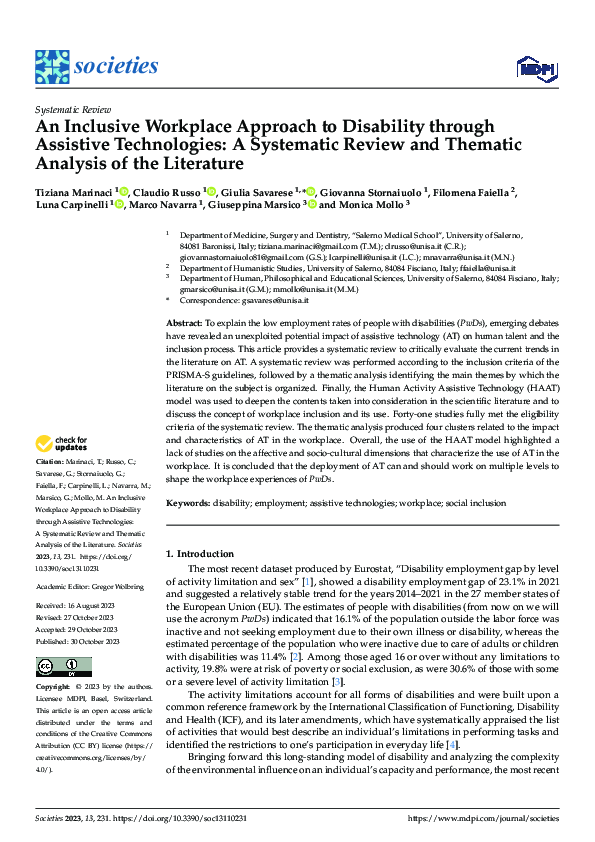 (PDF) An Inclusive Workplace Approach to Disability through Assistive ...